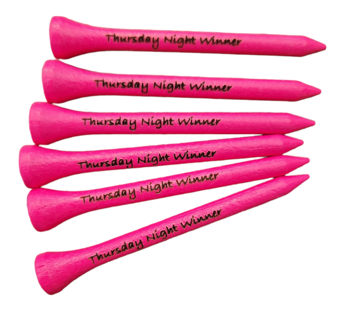 Neon Pink Golf Tees, 70mm pink golf tees, personalised pink golf tees ...