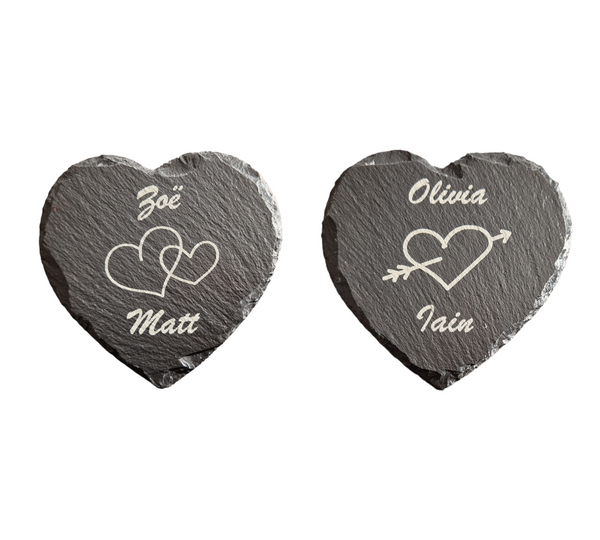 Personalised slate heart coaster for couples – Coasters and Keepsakes