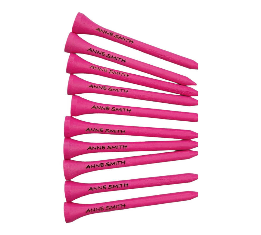 Neon Pink Golf Tees, 70mm pink golf tees, personalised pink golf tees ...