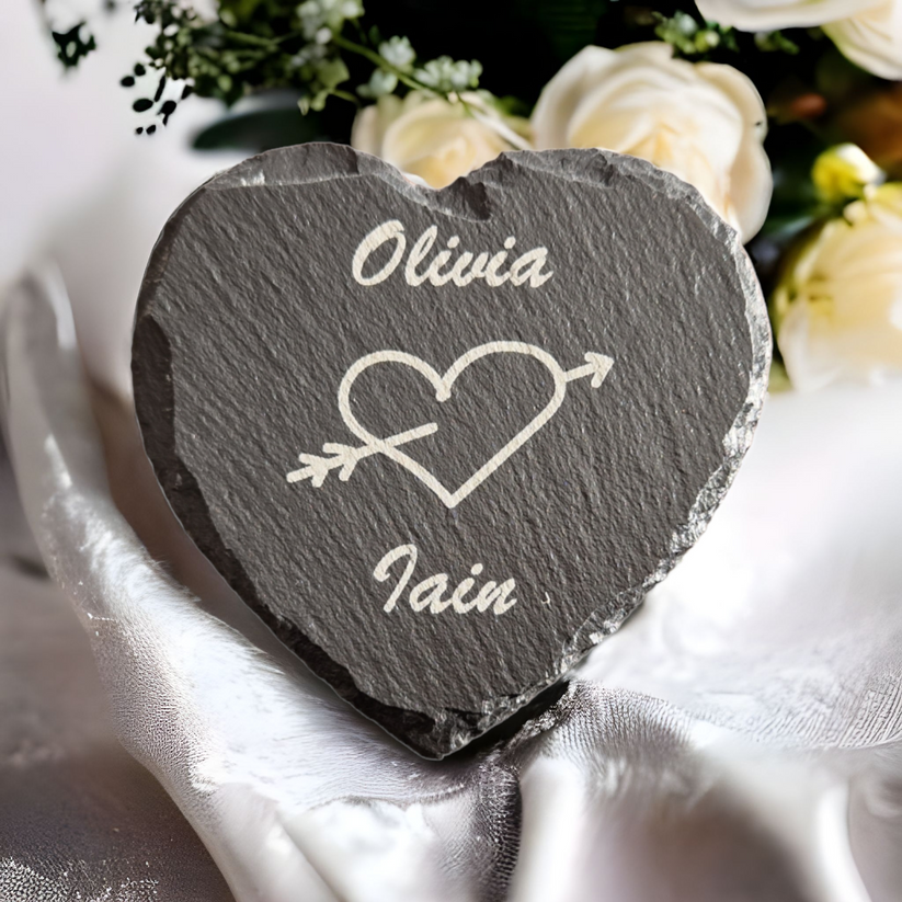 Personalised slate heart coaster for couples – Coasters and Keepsakes